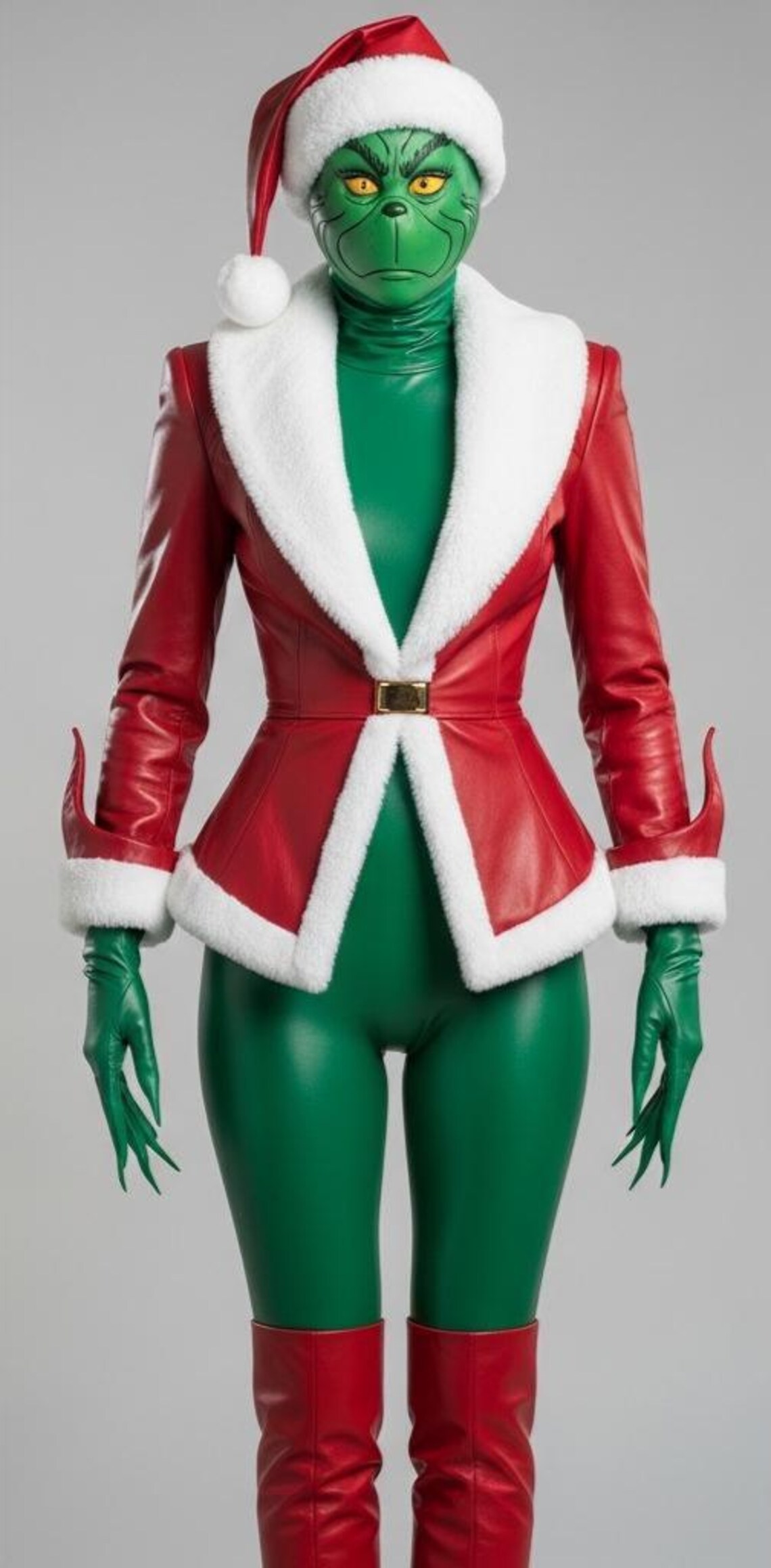 The Grinch Santa Costume in Leather| Cosplay Outfit for Christmas ...