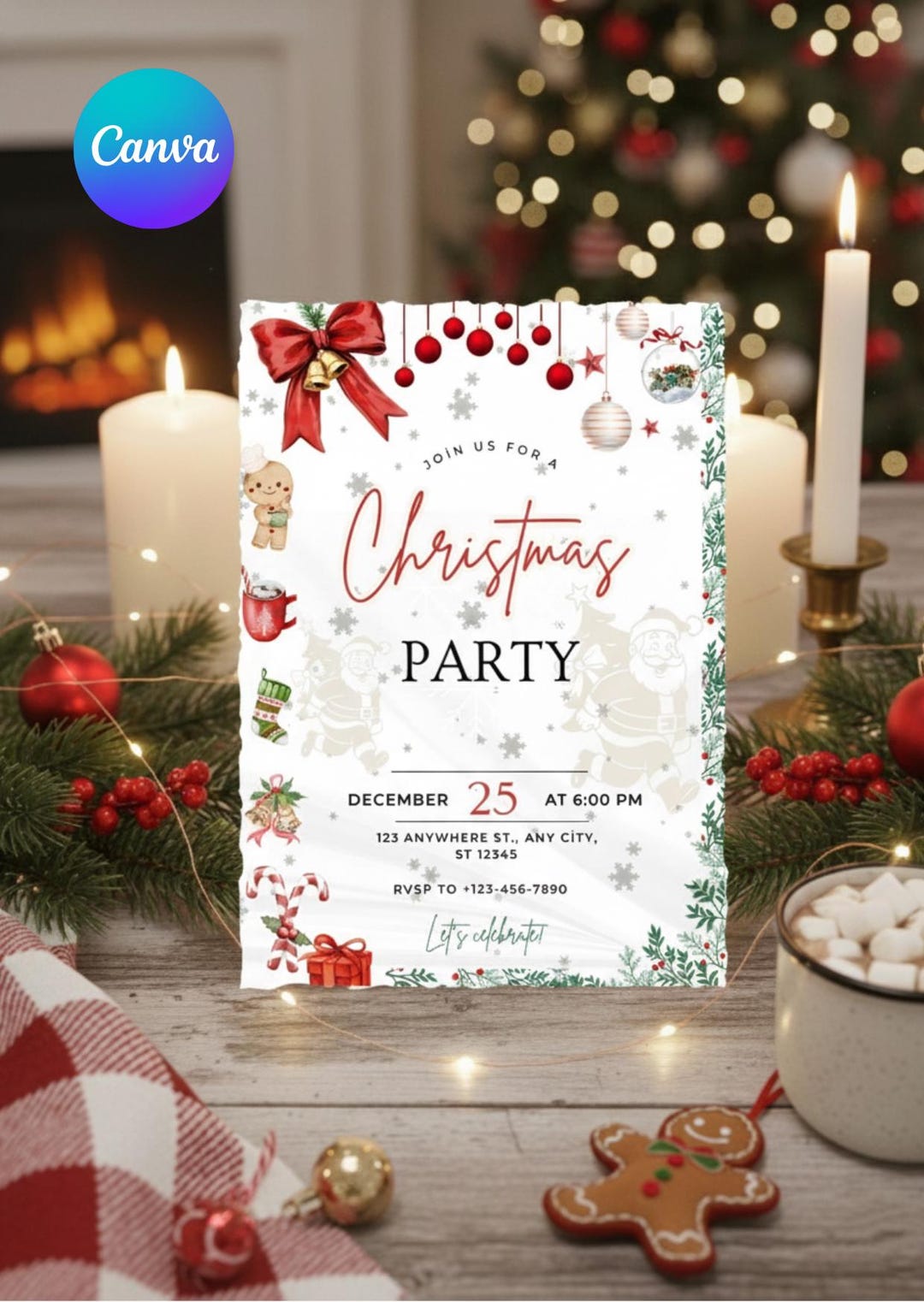 Digital Christmas Party Invitation | Holiday Party Digital Template ...