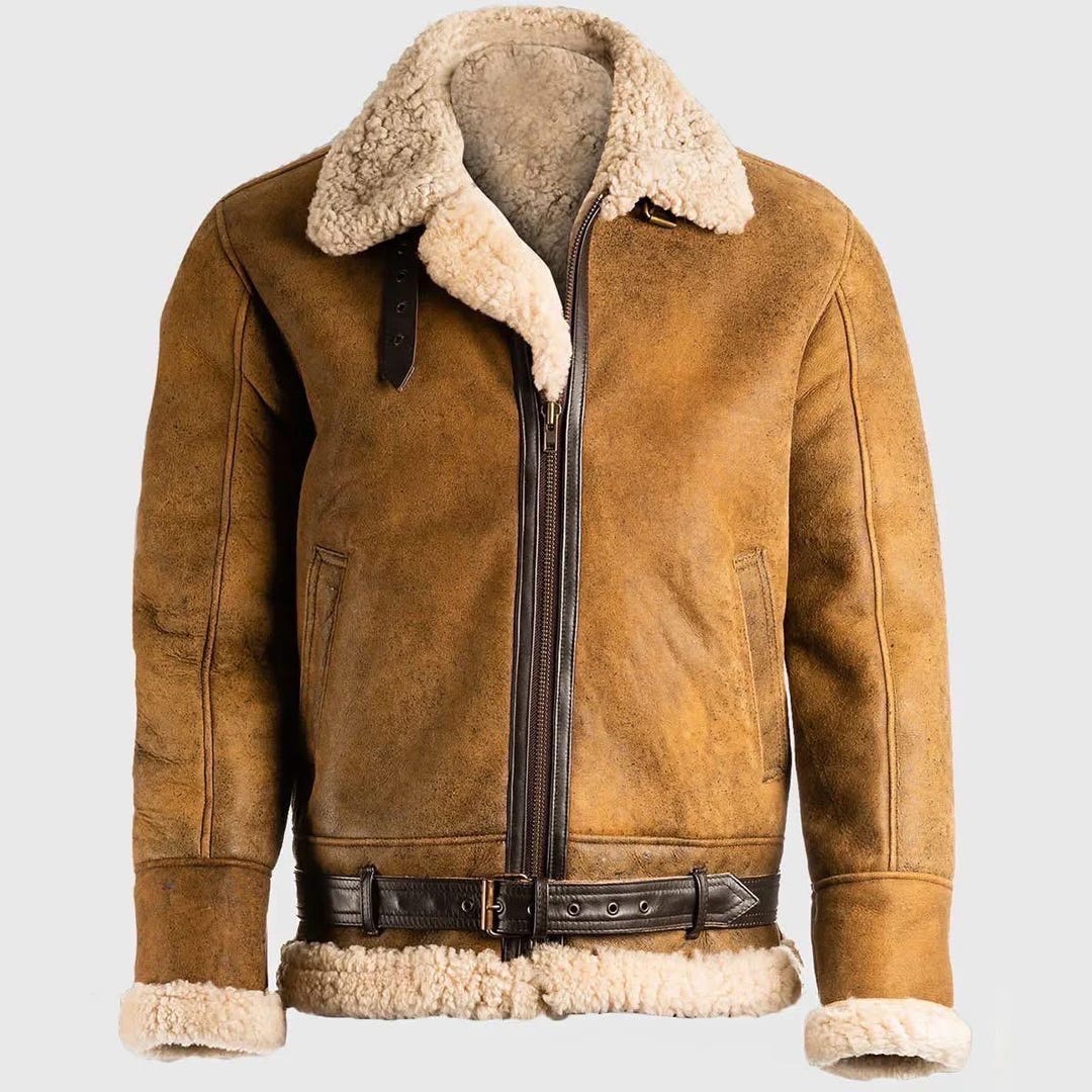 Vintage B-3 Shearling Bomber Jacket | Men’s Sheepskin Aviator Flight ...