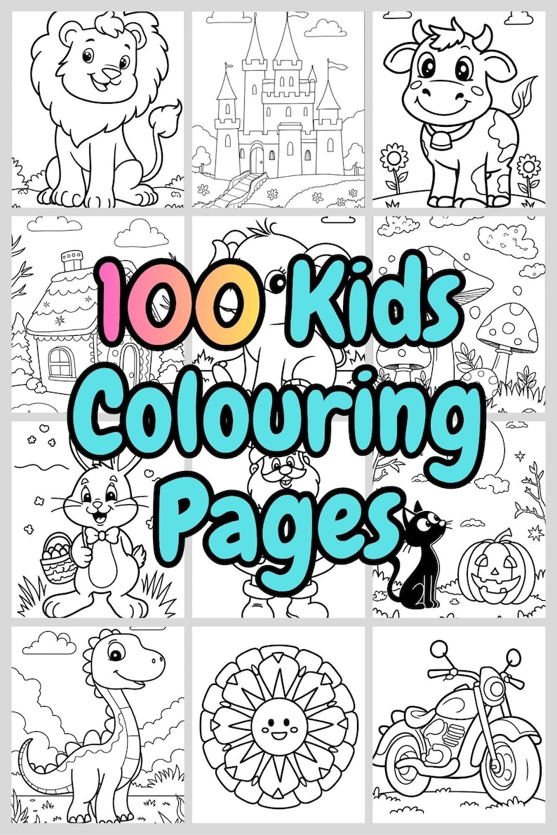 100 Colouring Pages for Children - Etsy