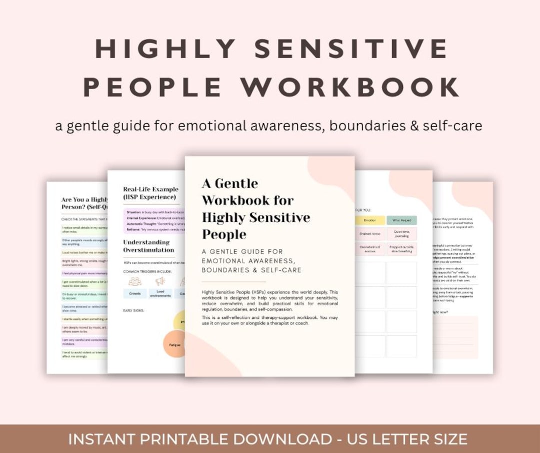 Highly Sensitive Person Workbook, HSP Therapy Worksheet, Emotional ...