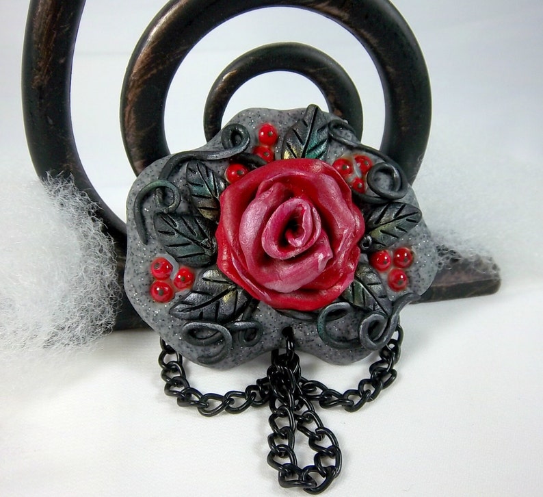 Victorian Red Rose Brooch Valentines T Ooak Brooch Etsy