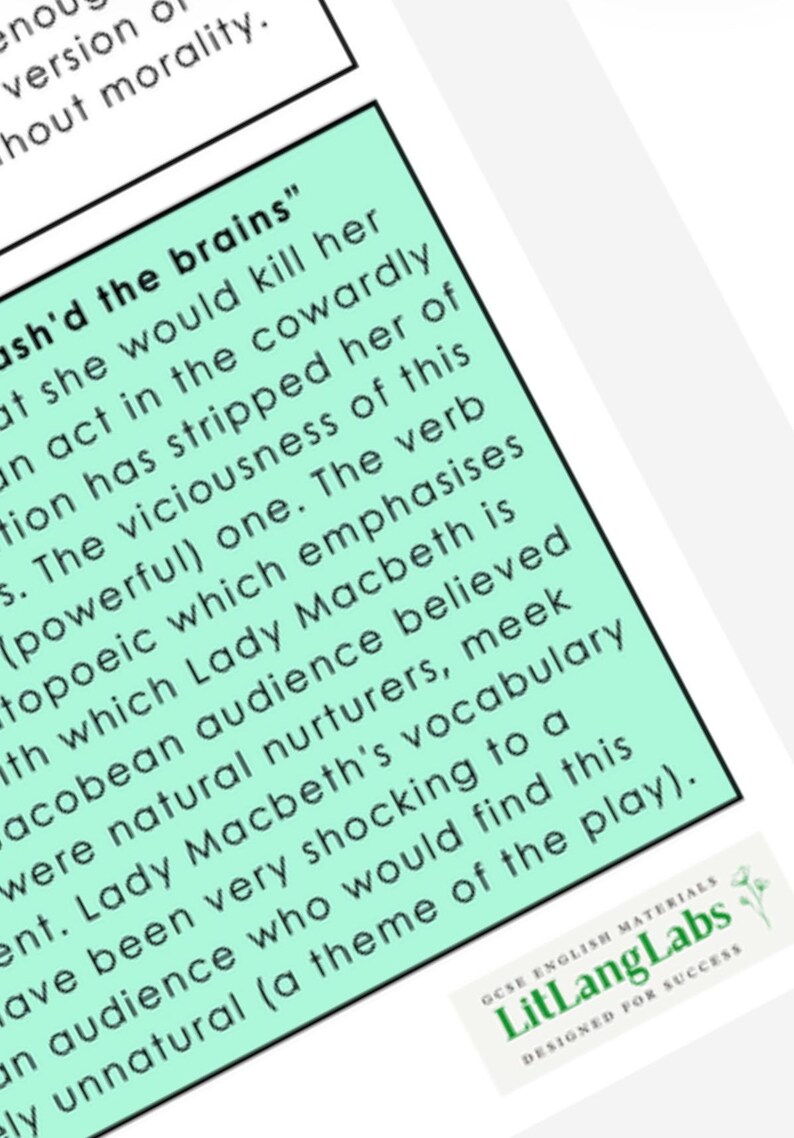 Lady Macbeth's Character Revision Sheet | GCSE English Literature ...