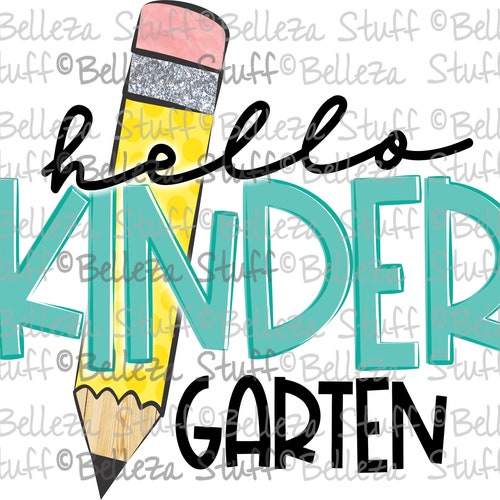 Back to School Hello Kindergarten Clipart PNG File for | Etsy
