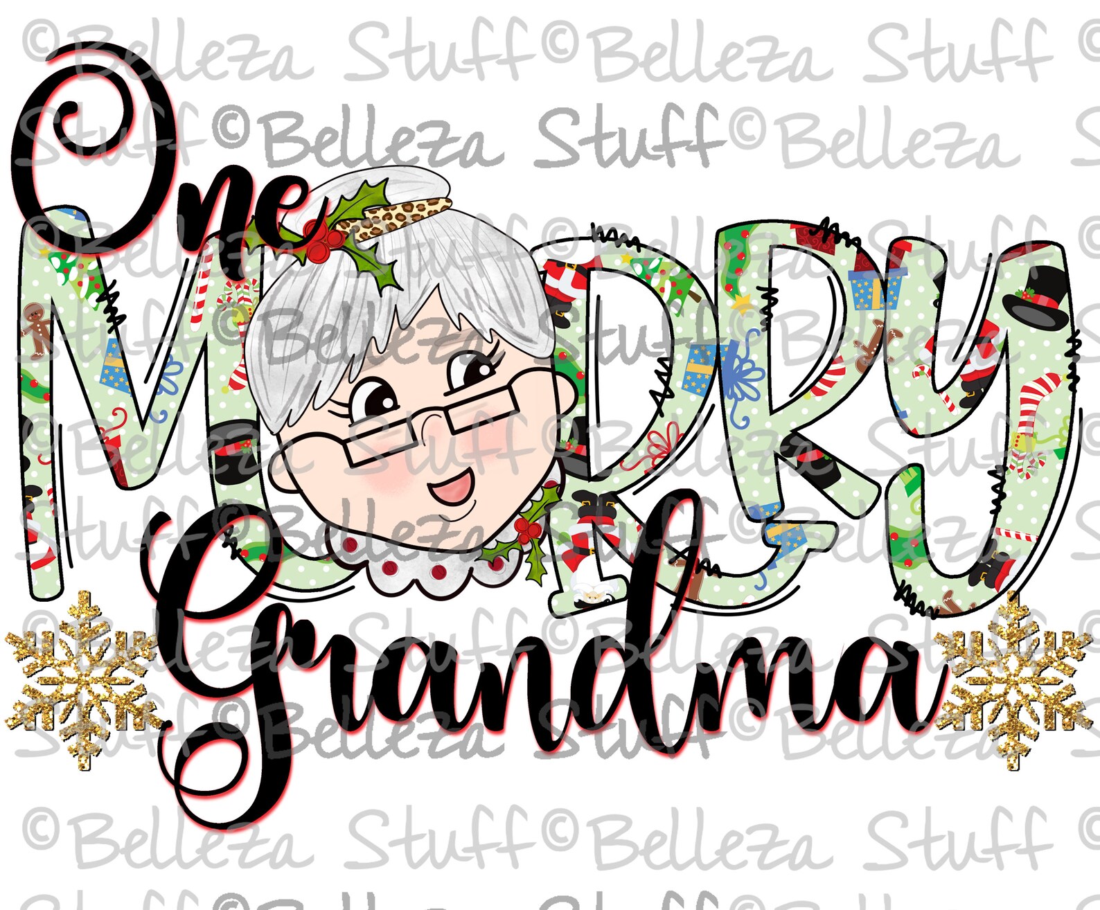 One Merry Grandma with Mrs. Claus PNG File Sublimation | Etsy