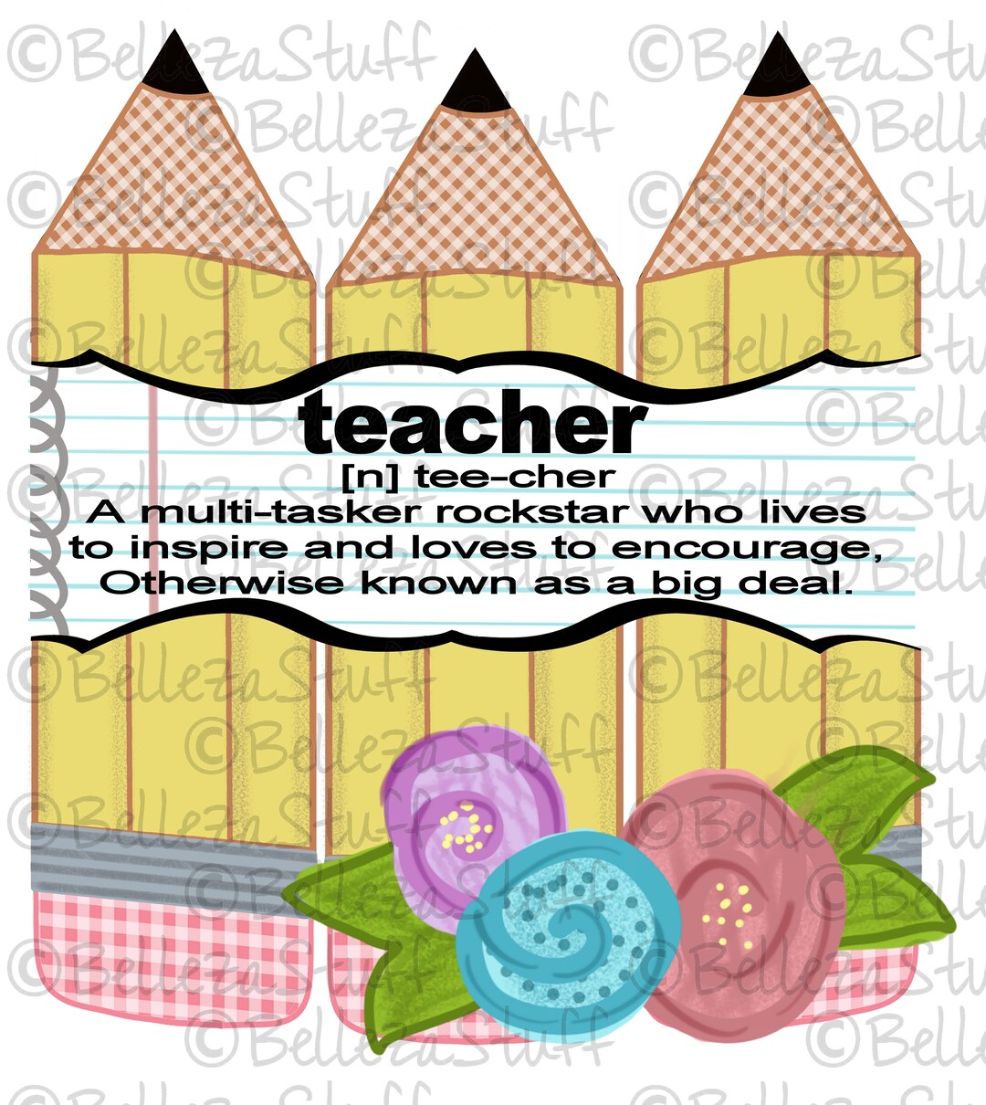 Teacher Noun Yellow Pencil Clipart PNG File, Sublimation Design for ...