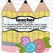 Teacher Noun Yellow Pencil Clipart PNG File, Sublimation Design for ...