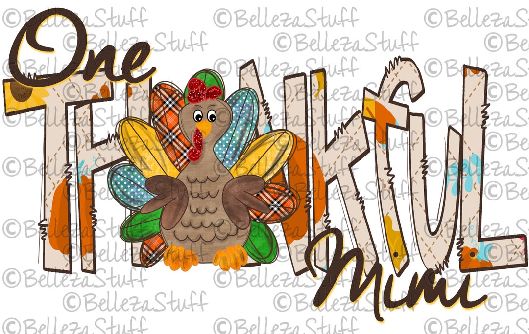 One Thankful Mimi With Turkey - PNG File, Sublimation Design for ...