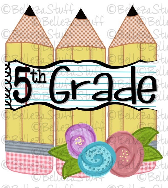 5th Grade Yellow Pencil Clipart PNG File Sublimation Design | Etsy