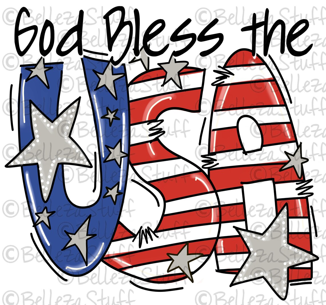 God Bless the USA Patriotic PNG File Sublimation Design - Etsy