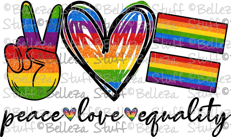 READY to PRESS Peace Love Equality Rainbow Sublimation Transfer ...