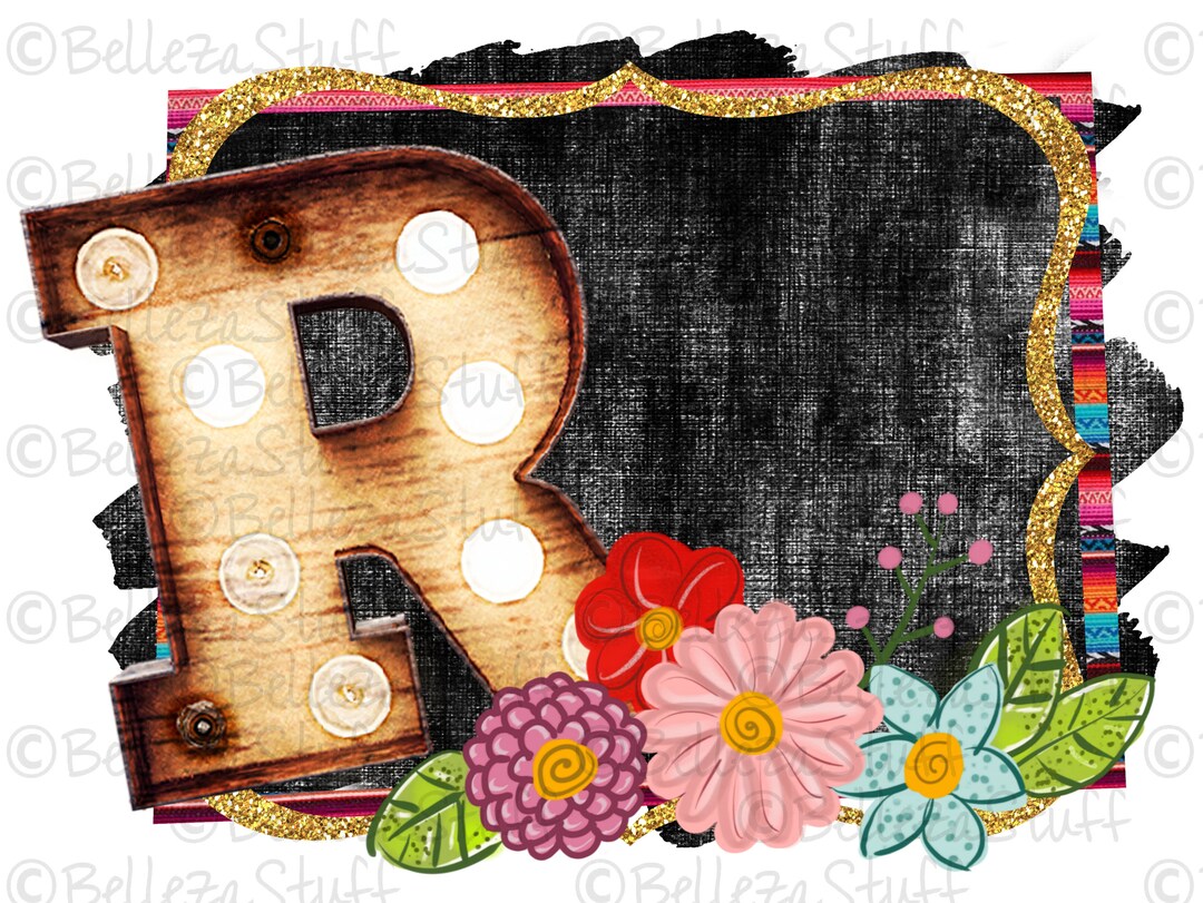 R - Marquee Letter With Frame - Add Your Text - PNG File, Sublimation ...