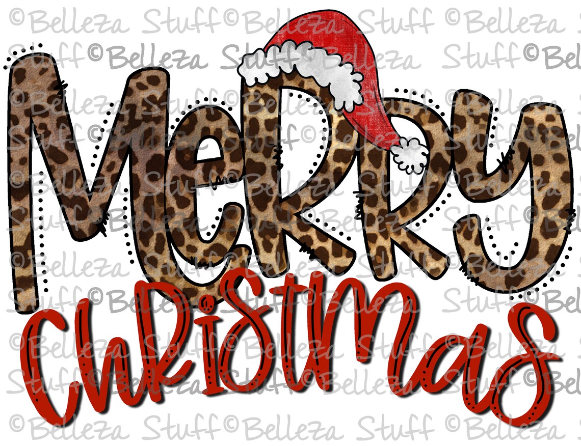 Merry Christmas Leopard PNG File Sublimation Design for - Etsy