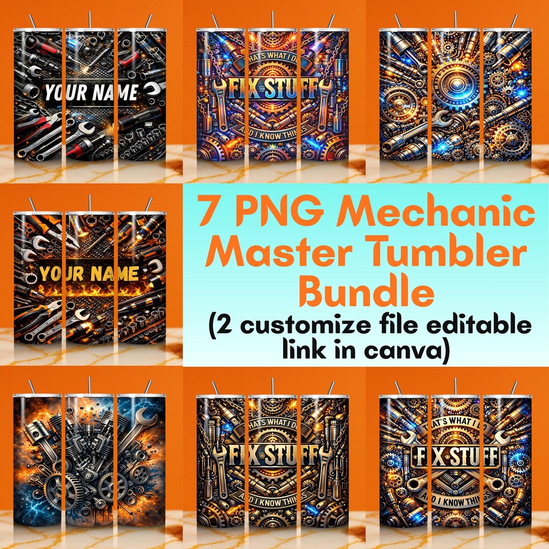 Mechanic Tumbler Wrap PNG Bundle | Garage Tools, Grunge Art (digital ...