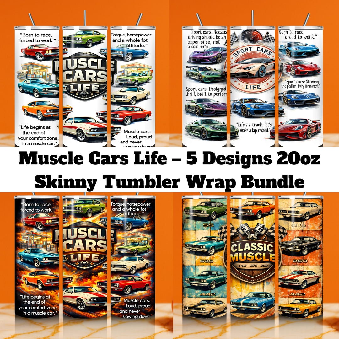 Classic Muscle Car Tumbler Wrap Sublimation Design (digital Download ...
