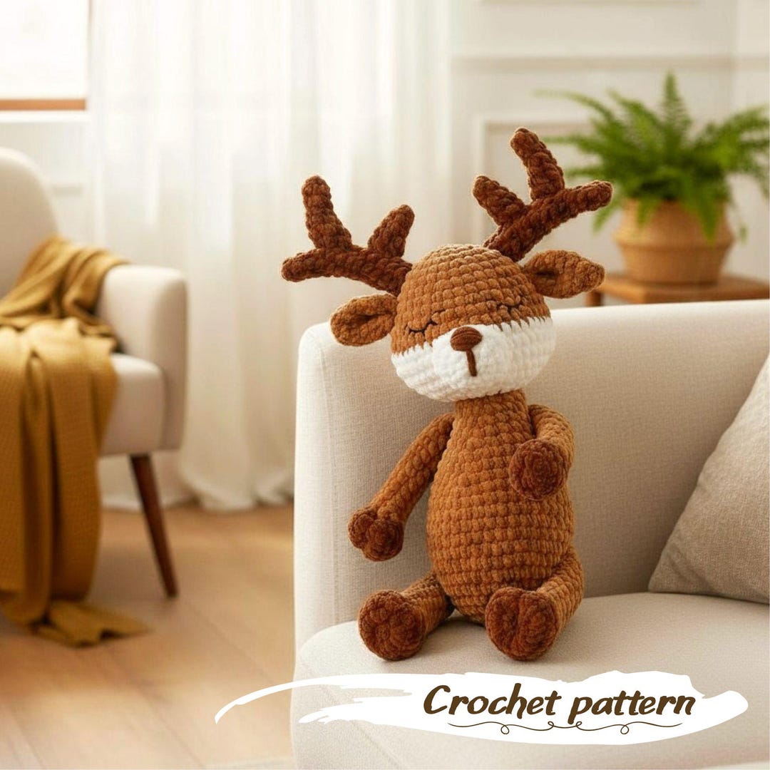 Deer Crochet Pattern PDF, Amigurumi Deer Toy, Woodland Reindeer ...