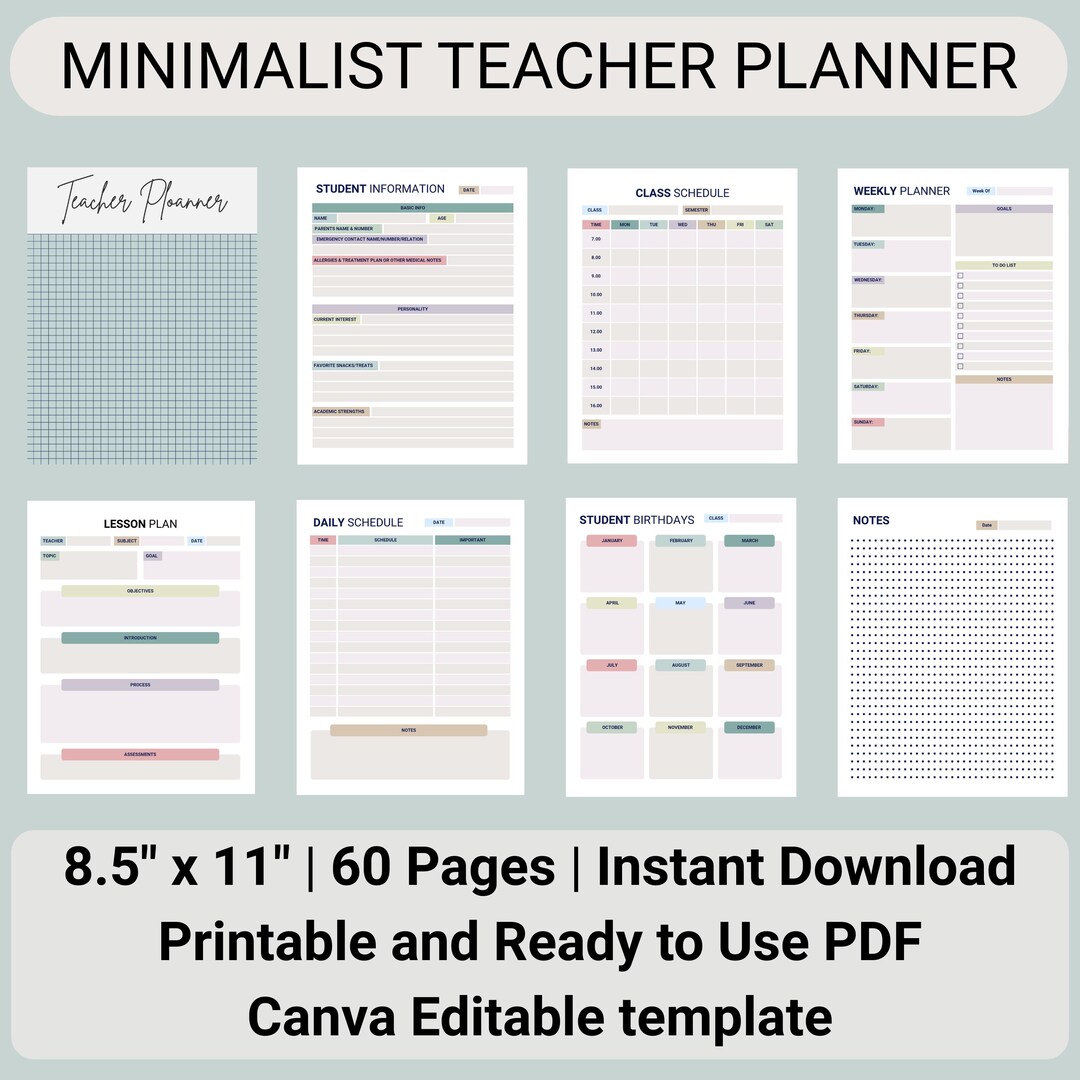 Teacher Planner Printable PDF | Classroom Organizer | Lesson Plans ...