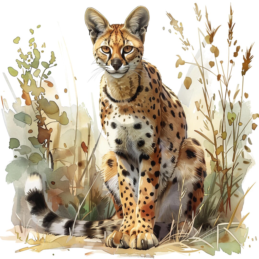 5x Serval Stickers Watercolor Car Stickers Safari Wild Cat Africa ...