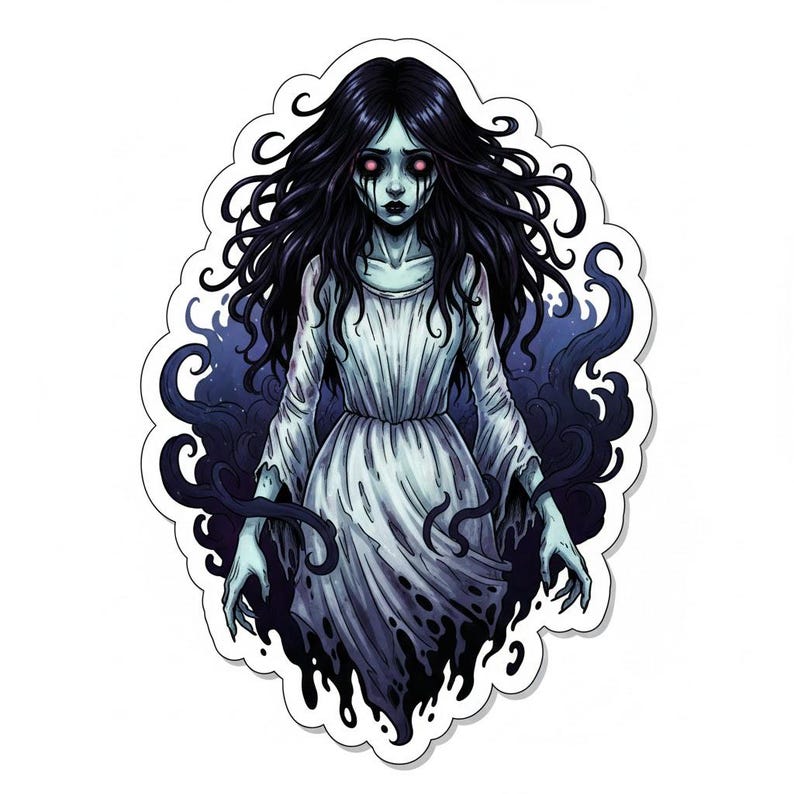 8x Ghost Girl Sticker Set, 8 Pieces, Car Stickers, Spooky Cute Gothic ...