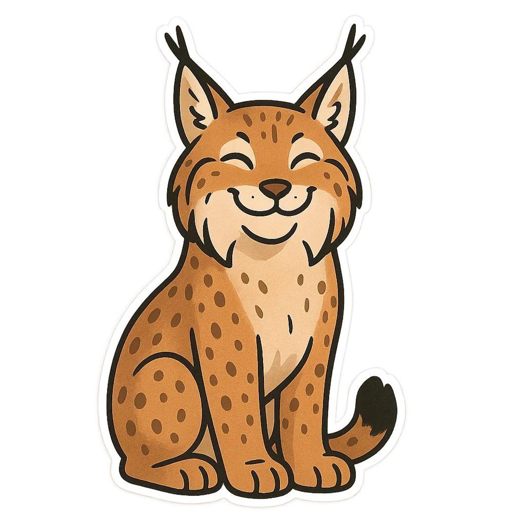 2x Funny Lynx Stickers, Cute Wildcat Stickers, Humorous Animal Motif ...