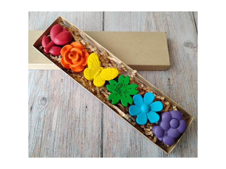 Flower Shaped Crayons: Non-toxic Kids Craft Set, Toddler Coloring ...