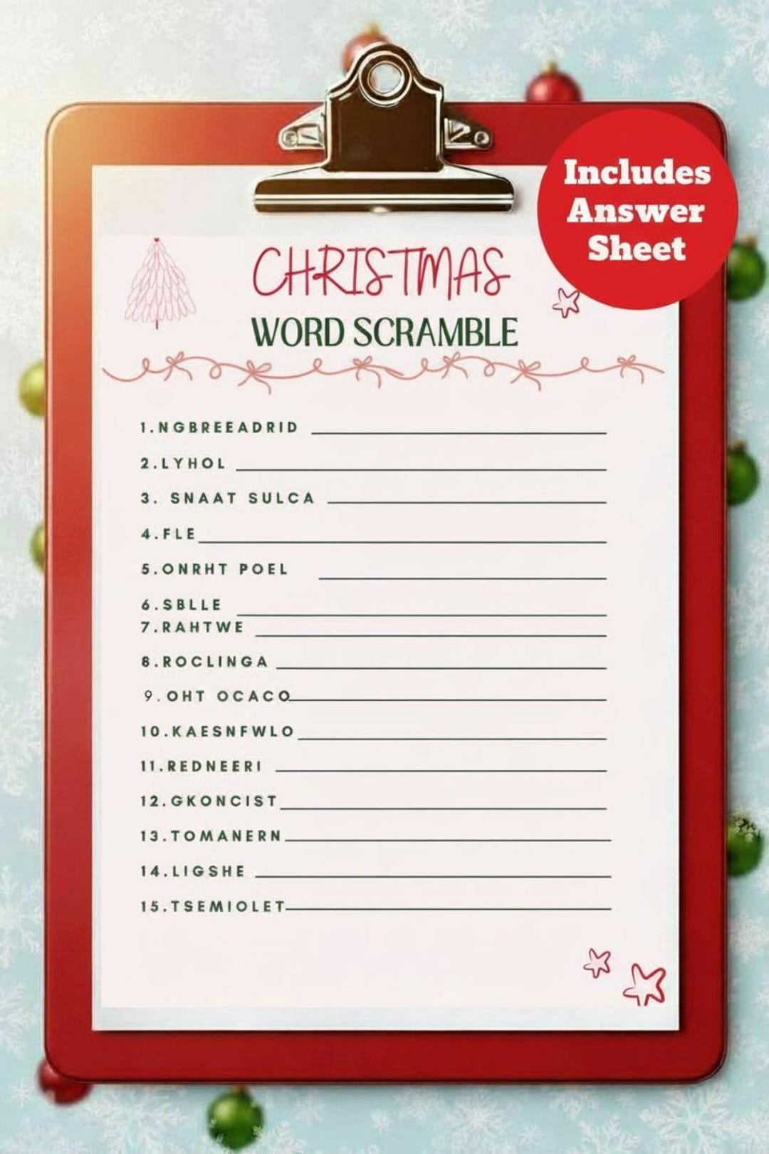 Christmas Word Scramble Game - Printable Holiday Activity (digital ...