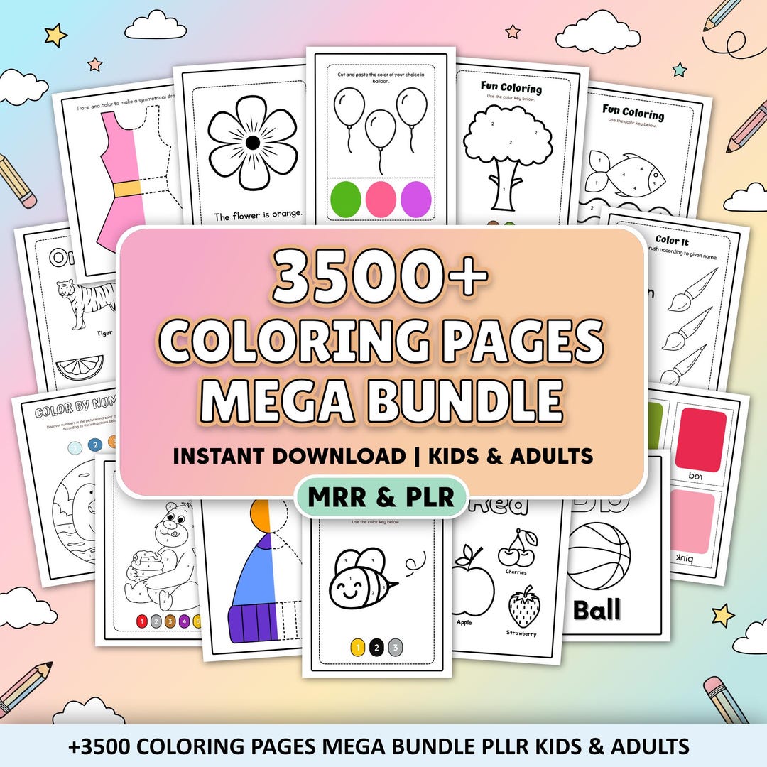 3500+ Coloring Pages Mega Bundle PLR Kids - Etsy