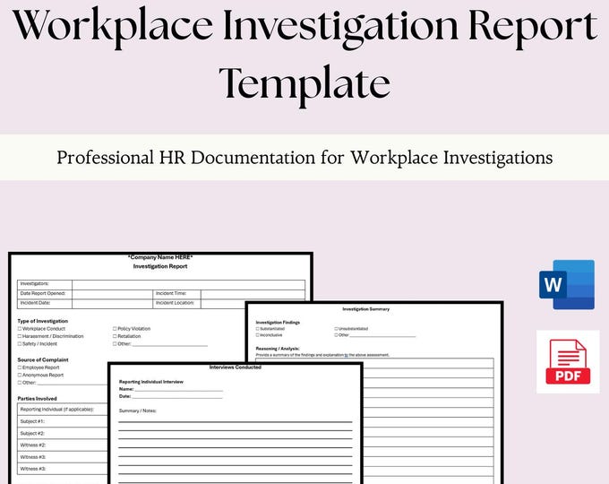 Workplace Investigation Report Template - Editable Word Doc. - Etsy