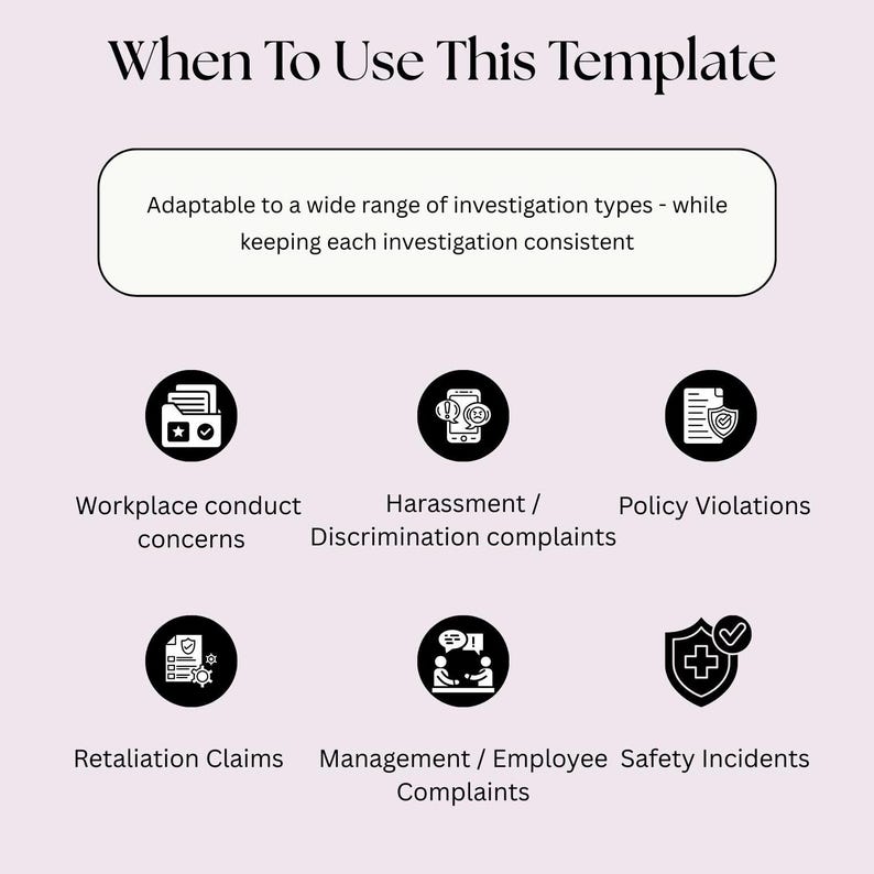 Workplace Investigation Report Template - Editable Word Doc. - Etsy