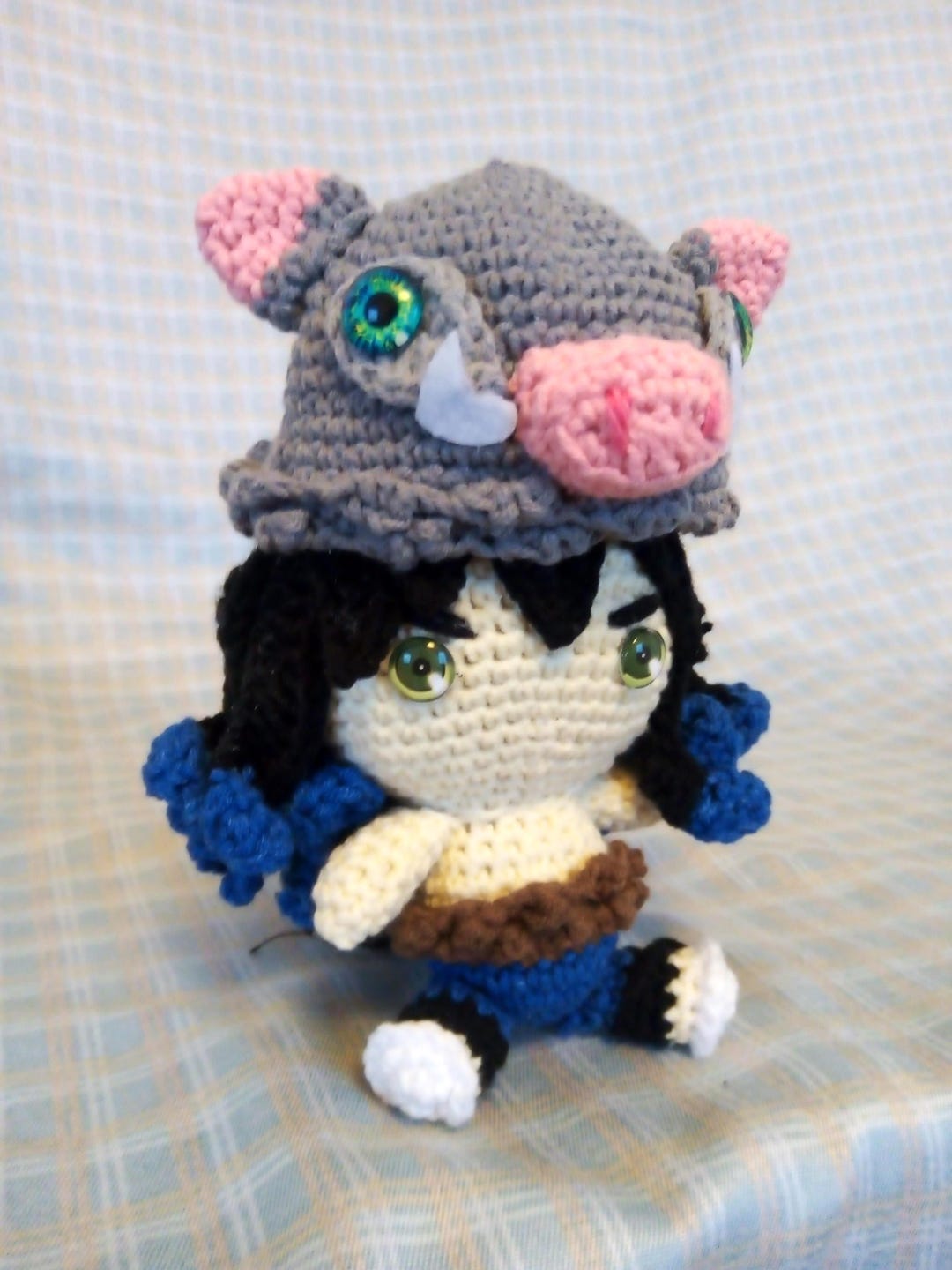 Inosuke Crochet Doll, Handmade Anime Amigurumi, Demon Slayer Inspired ...