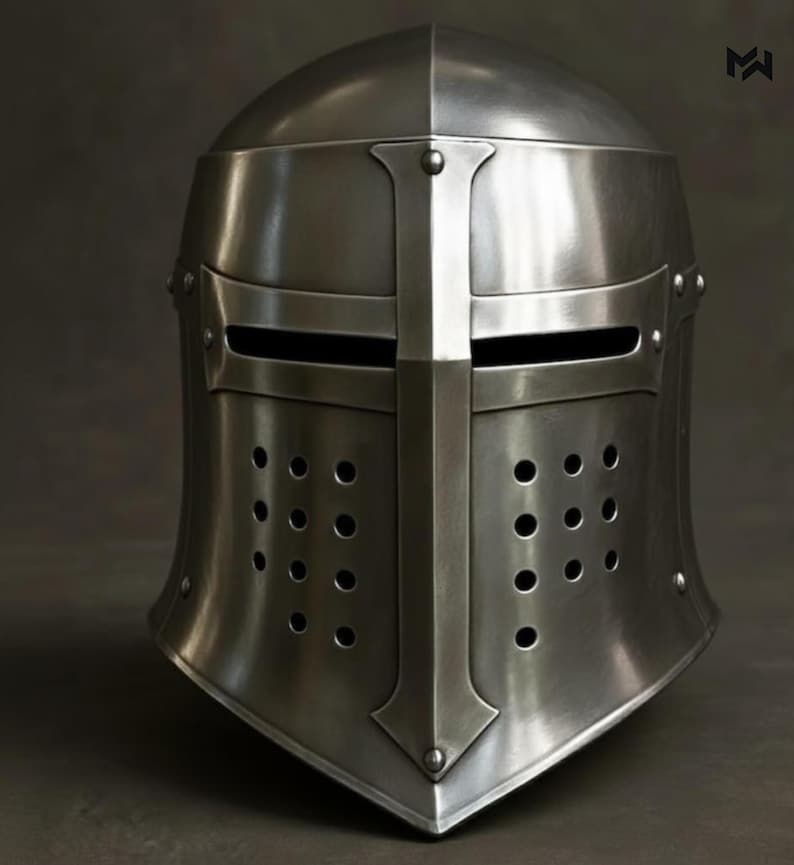 Hand Forged Steel Crusader Helmet | Medieval Knight Templar Armor - Etsy