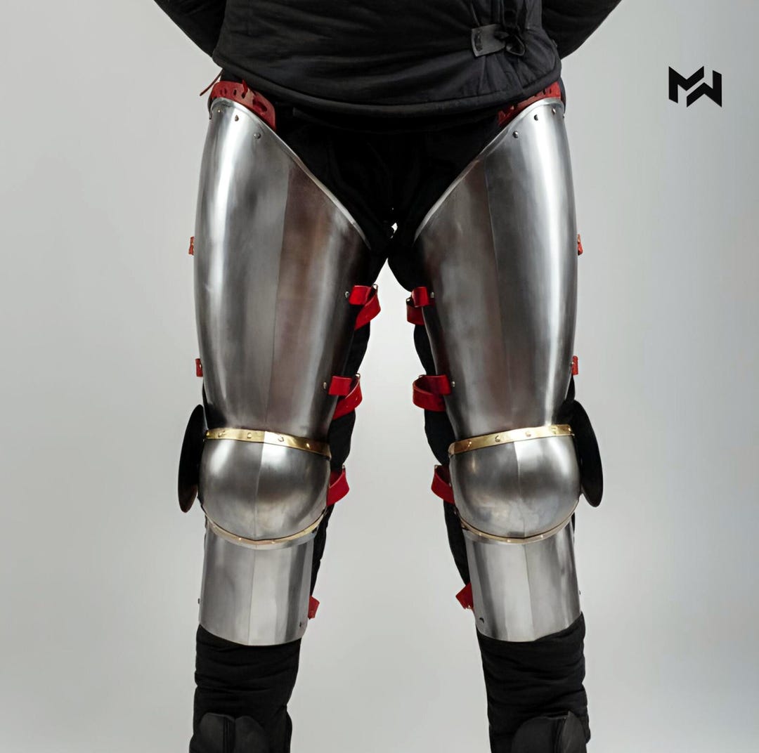 Medieval Steel Leg Armor Set Knight Cuisses With Knee Poleyn