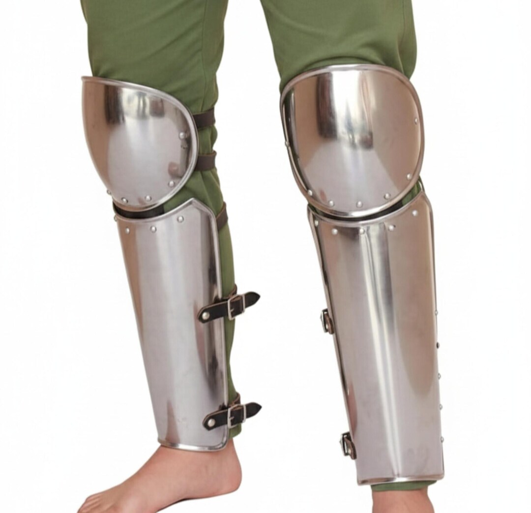 Medieval Steel Leg Armor Greaves With Knee Cops – Handmade Knight Shin ...