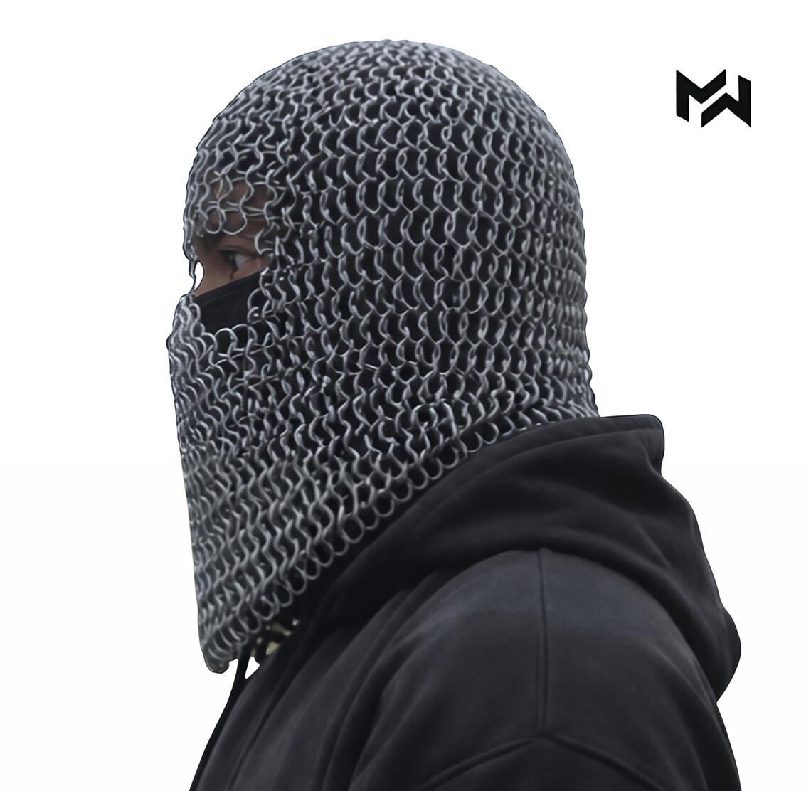 Full Face Chainmail Hood Balaclava Medieval Knight Coif Chain Mail Face ...
