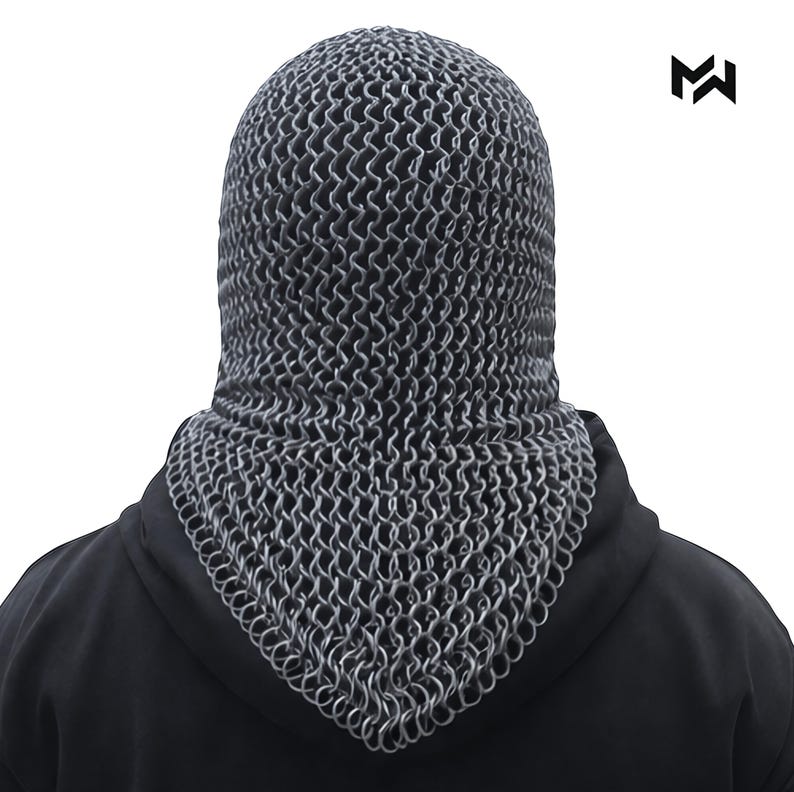 Full Face Chainmail Hood Balaclava Medieval Knight Coif Chain Mail Face ...