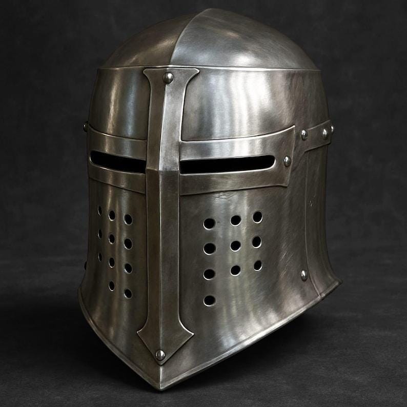 Hand Forged Steel Crusader Helmet | Medieval Knight Templar Armor - Etsy