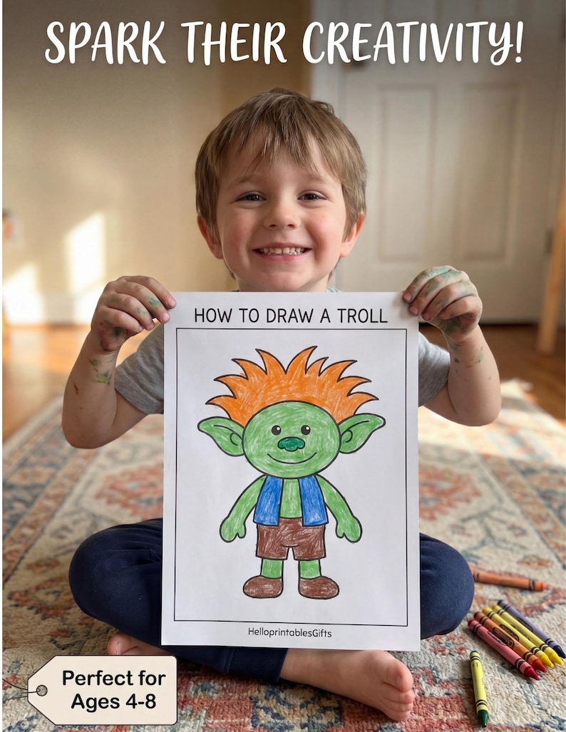 How to Draw Tiny Trolls Step-by-step, Tracing & Coloring Book for Kids ...