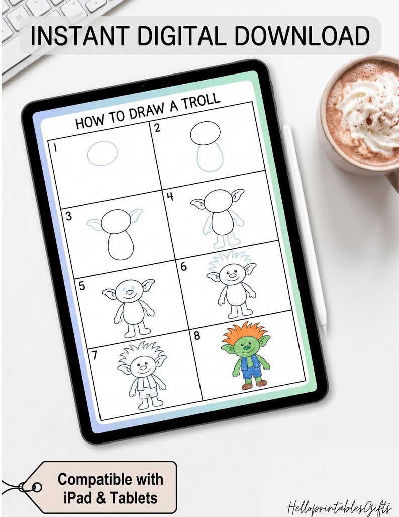 How to Draw Tiny Trolls Step-by-step, Tracing & Coloring Book for Kids ...