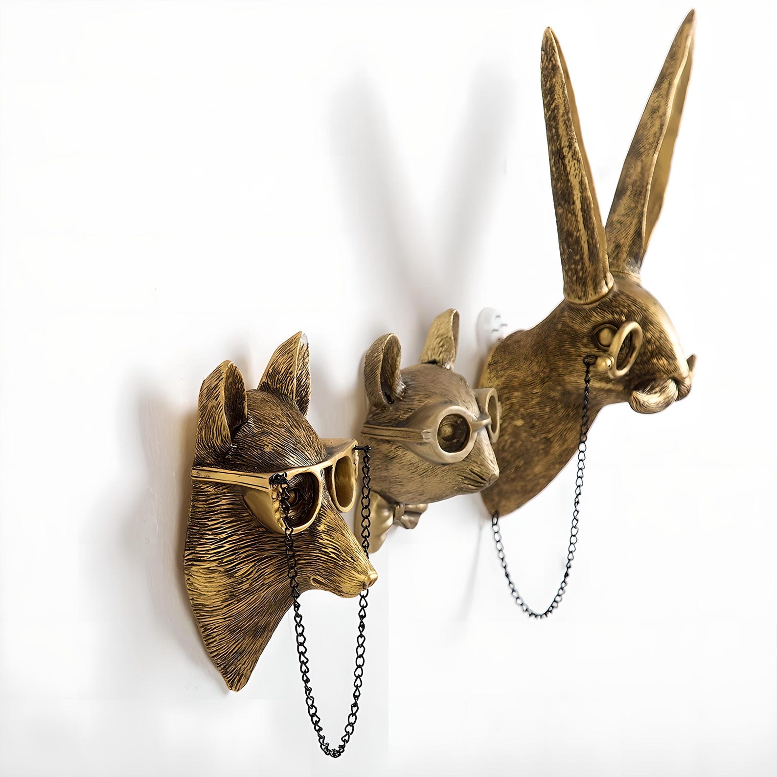 Brass Animals Head Wall Decor Rustic Wildlife Resin Boho Animal ...