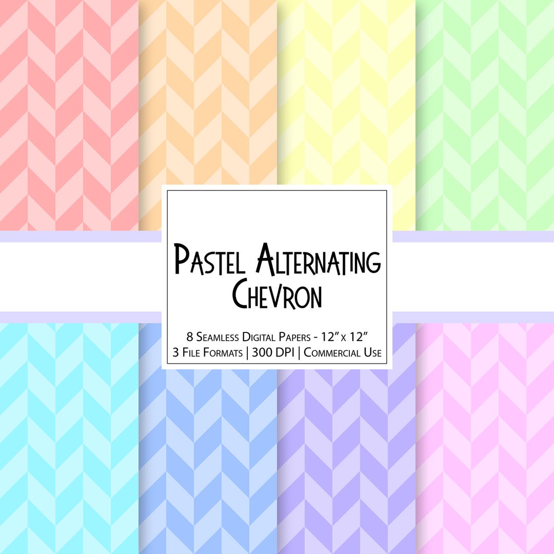 Pastel Alternating Chevron | Seamless Digital Paper Pack | 12x12 300 ...