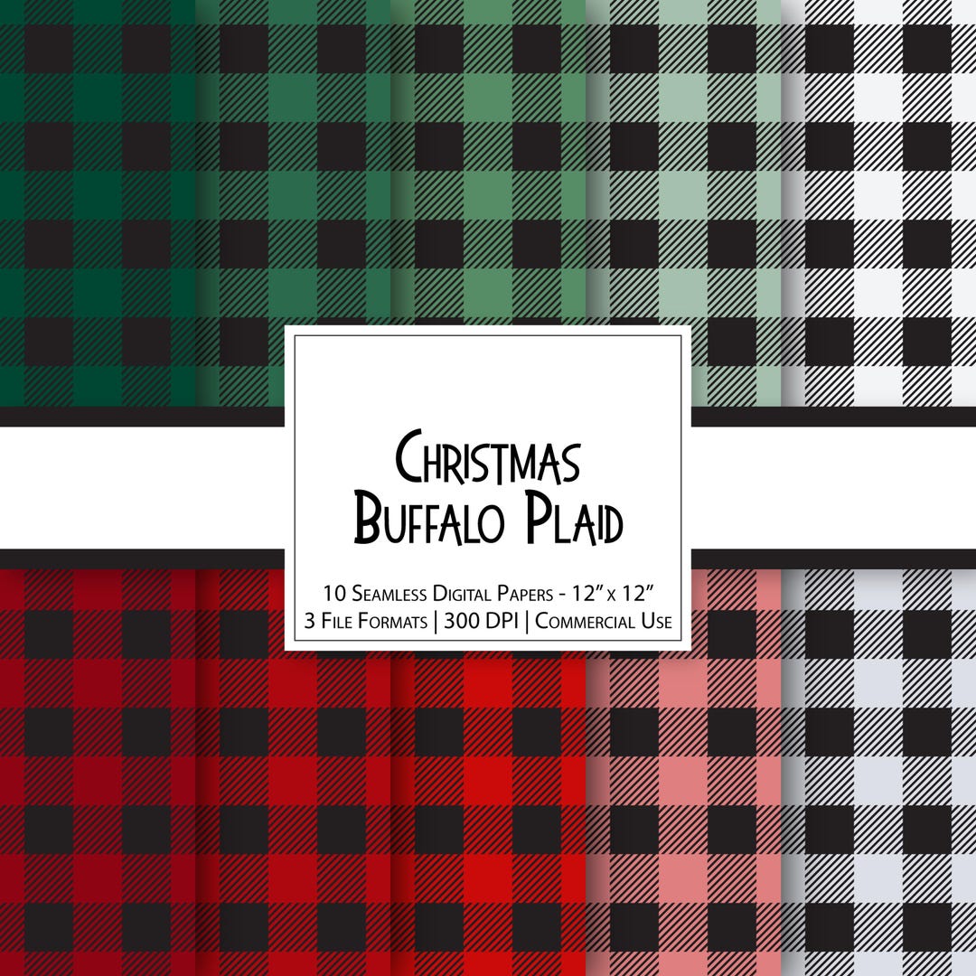 Christmas Buffalo Plaid | Seamless Digital Paper Pack | 12x12 300 DPI ...