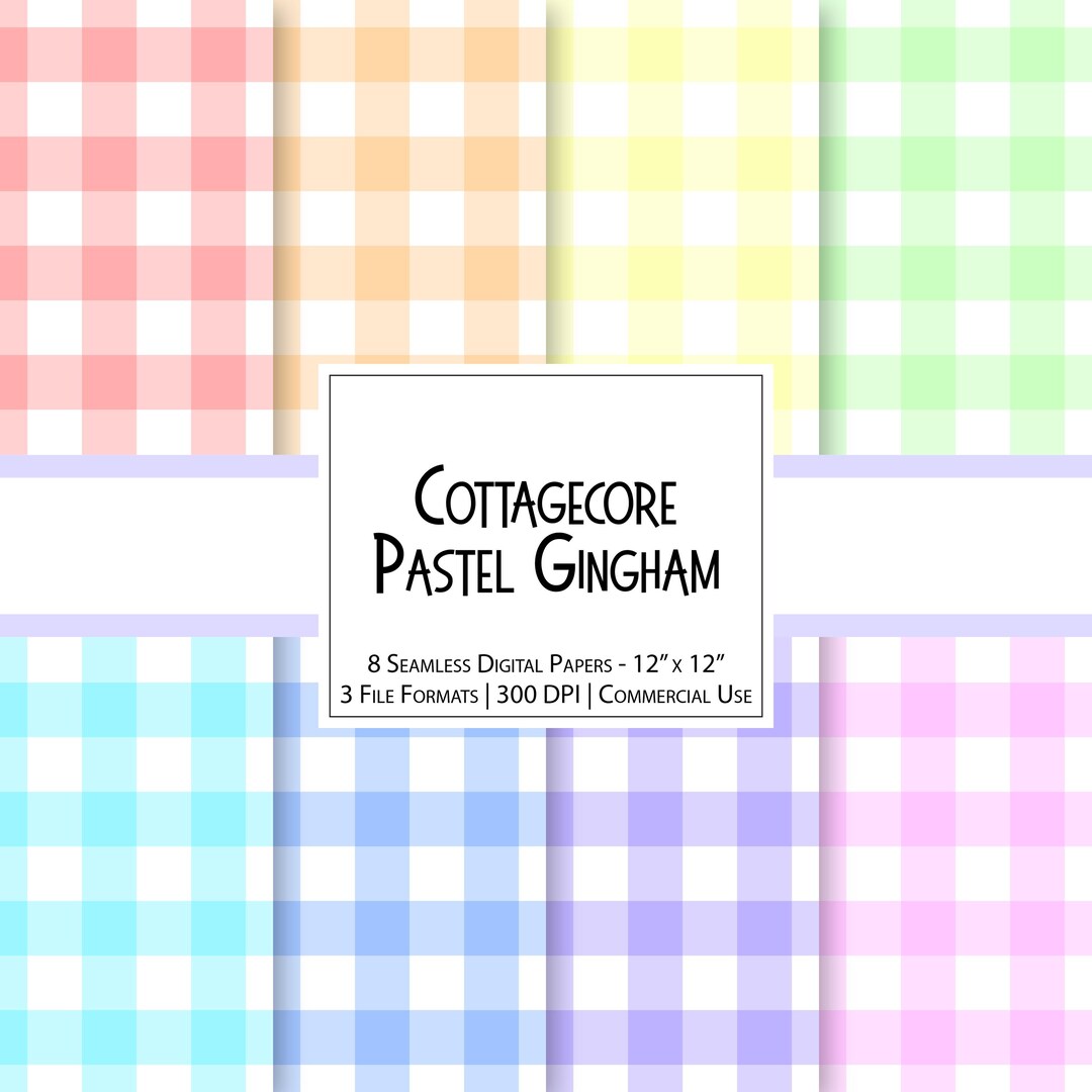 Cottagecore Pastel Gingham | Seamless Digital Paper Pack | 12x12 300 ...