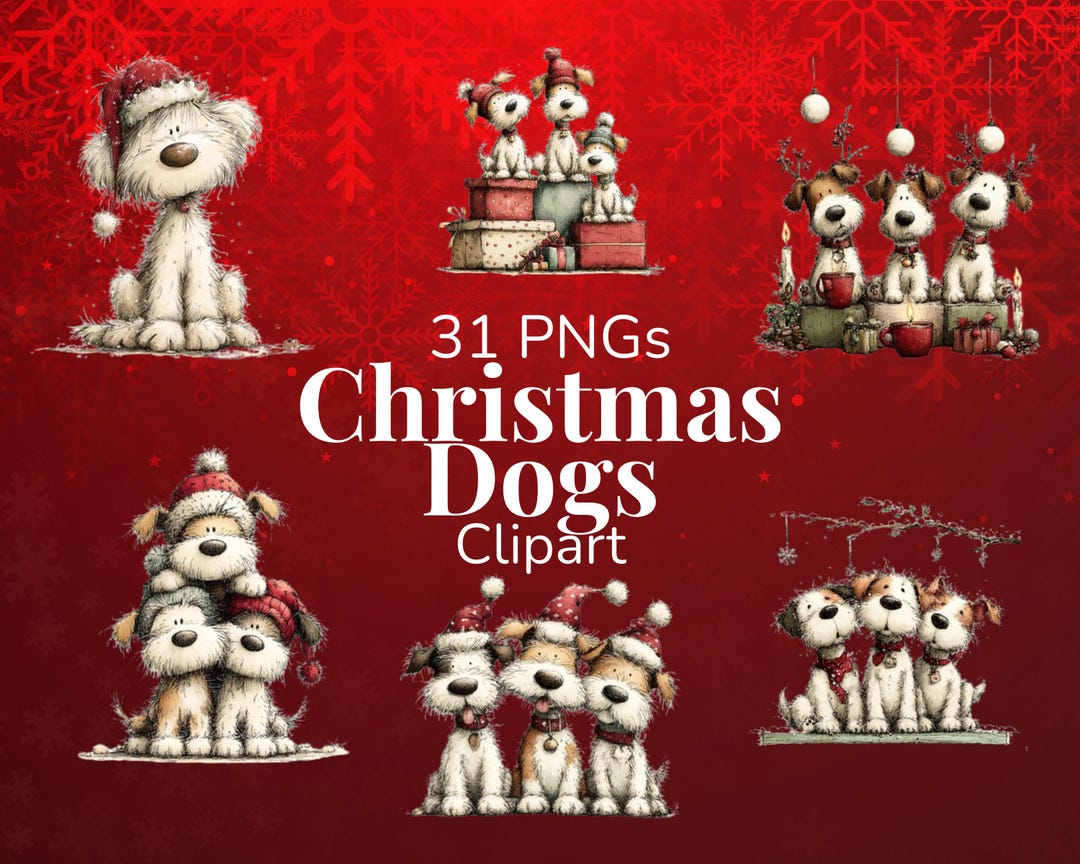 Christmas Dogs Clipart – Holiday Dog PNG Bundle – Instant Download - Etsy