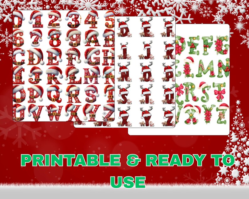 Printable Christmas Alphabet | Holiday Alphabet Letters | ABC | Instant ...