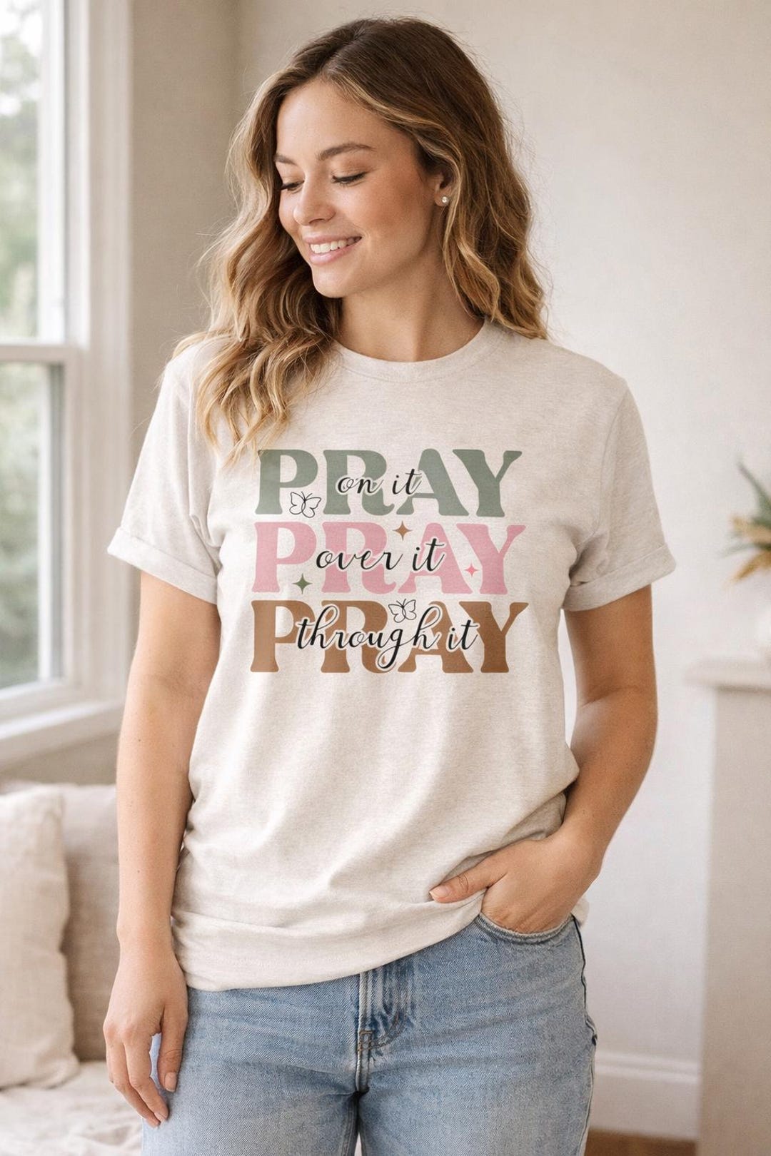 Pray on It Boho Christian T-shirt, Inspirational Faith Tee - Etsy