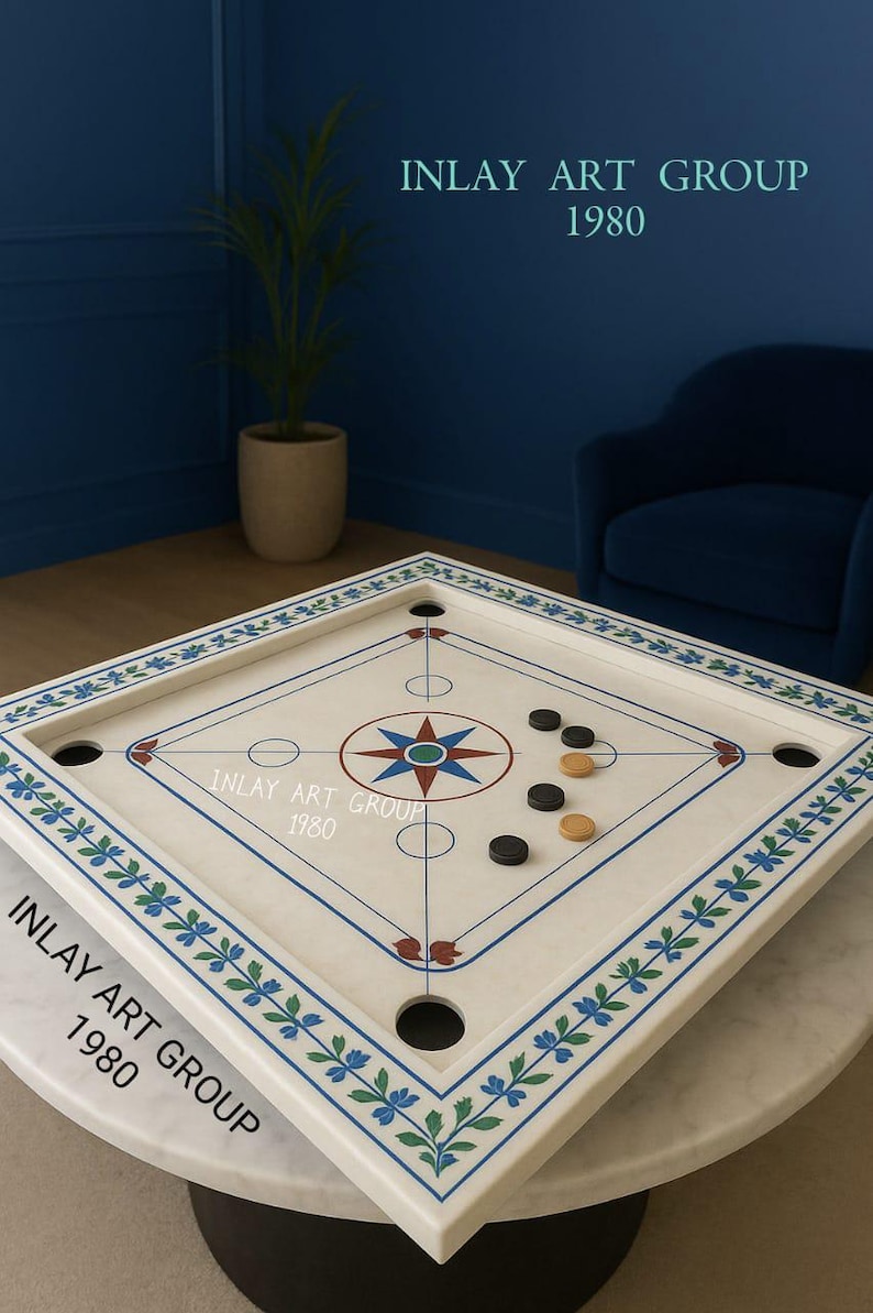 Handmade Marble Inlay Carrom Board: Indian Stone Game Table. ( 1252 ...