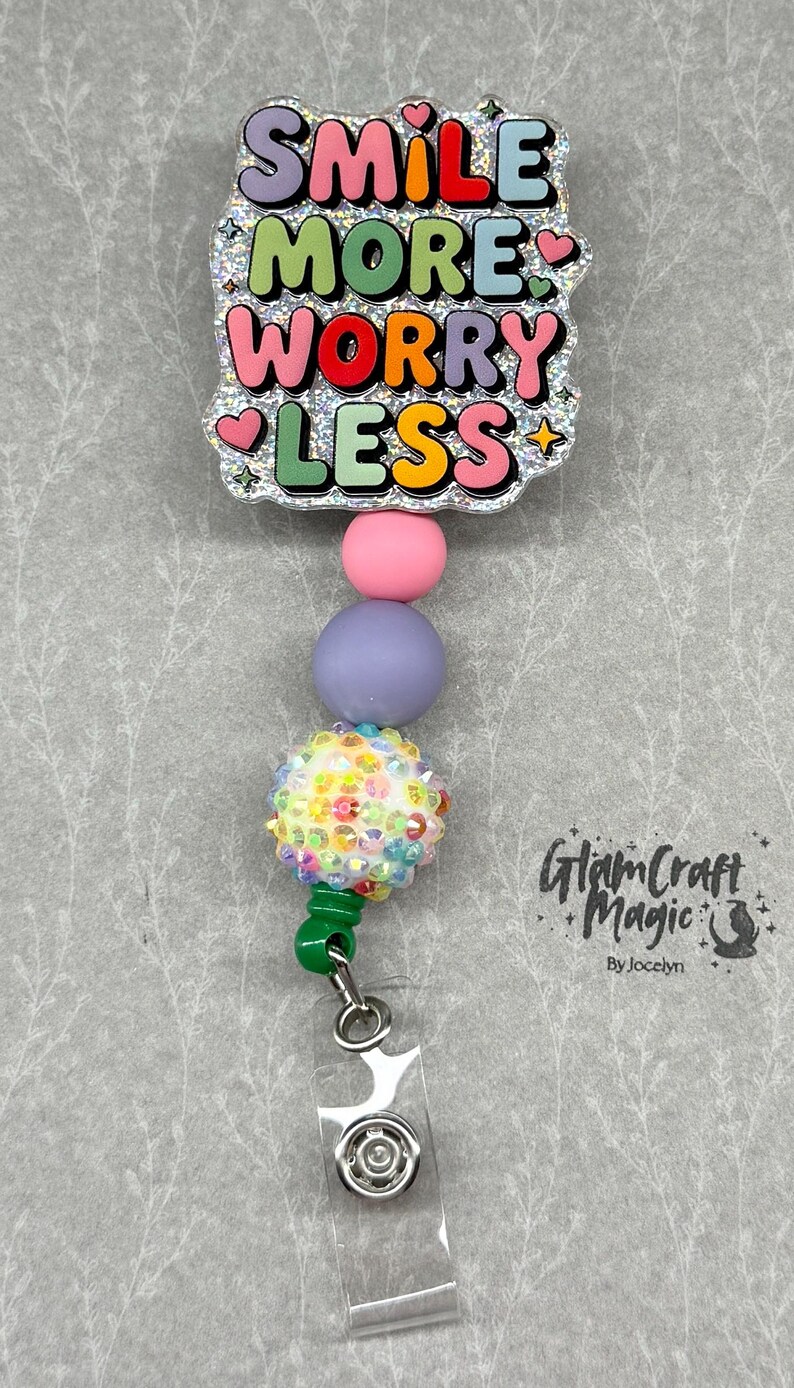 Colorful Positive Vibes, "smile More, Worry Less" Badge Reel - Etsy