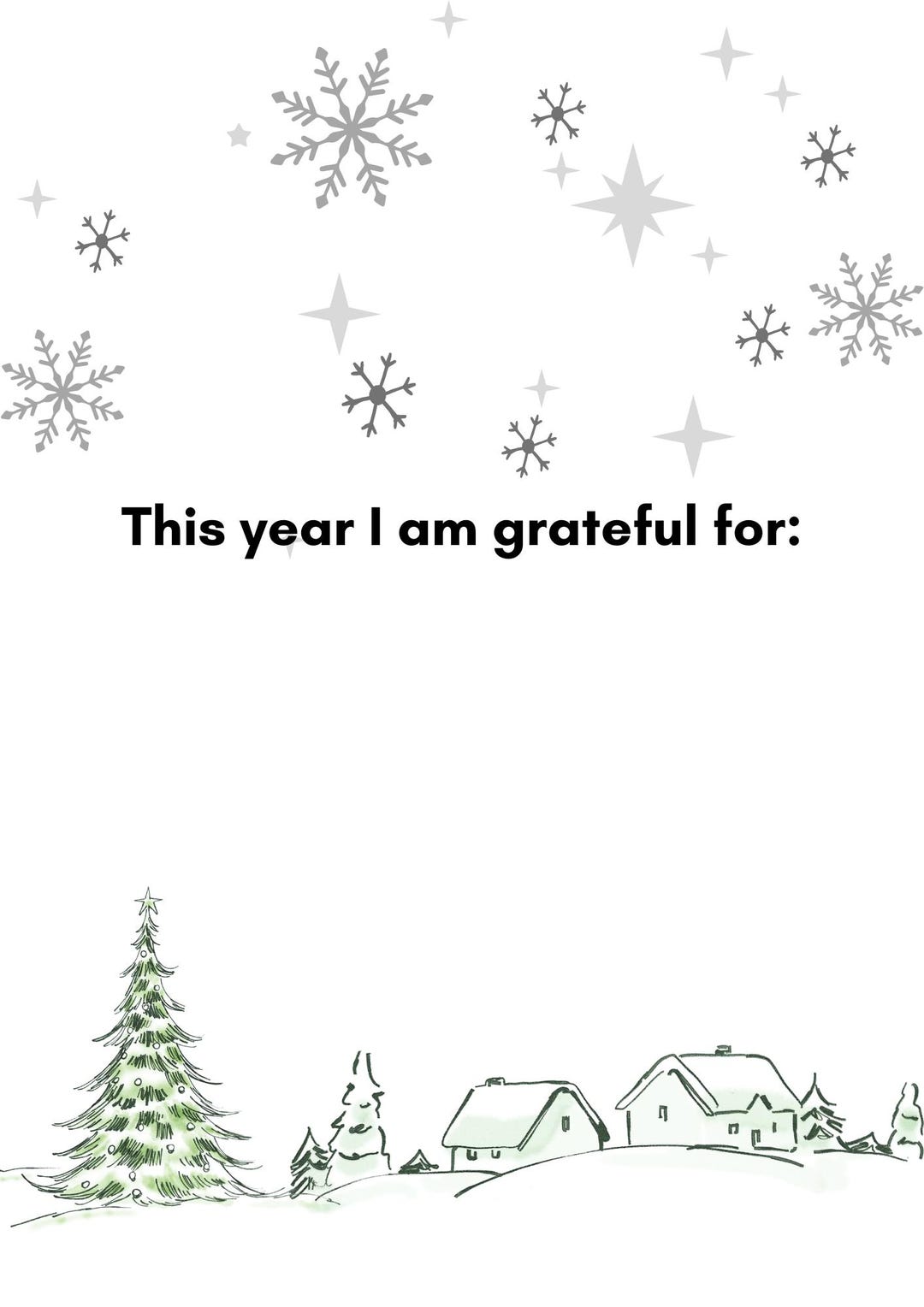 I Am Grateful for Christmas Card – Snowflake & Winter Village Design - Etsy