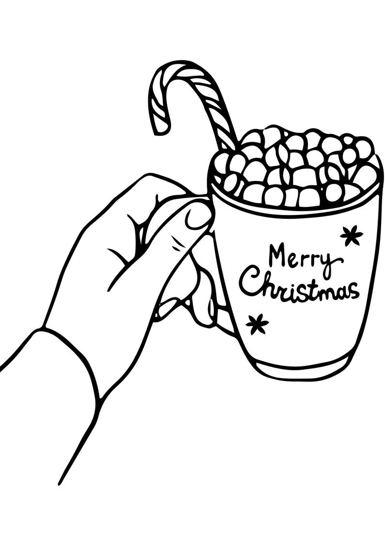 Christmas Hot Cocoa Coloring Page | Merry Christmas Mug | Winter ...