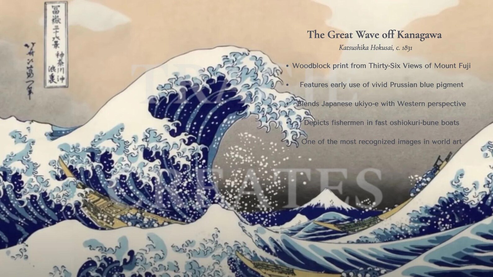 Great Wave off Kanagawa Digital Wallpaper • Hokusai Art Infocard ...